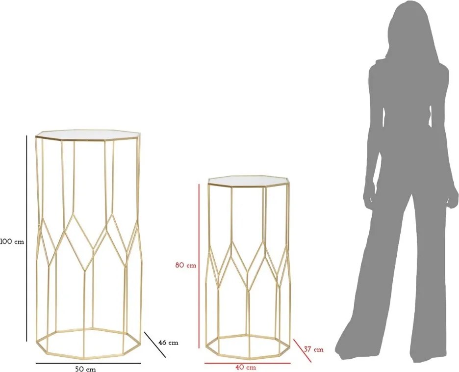 Sada odkládacích stolků Camillus 50 cm zlatá