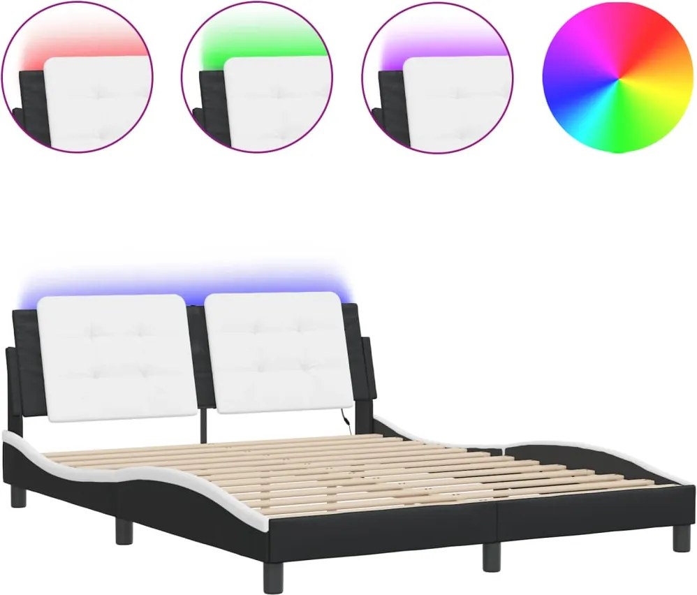 Rám postele s LED bez matrace Zadar černý a bílý 160x200 cm 3214122