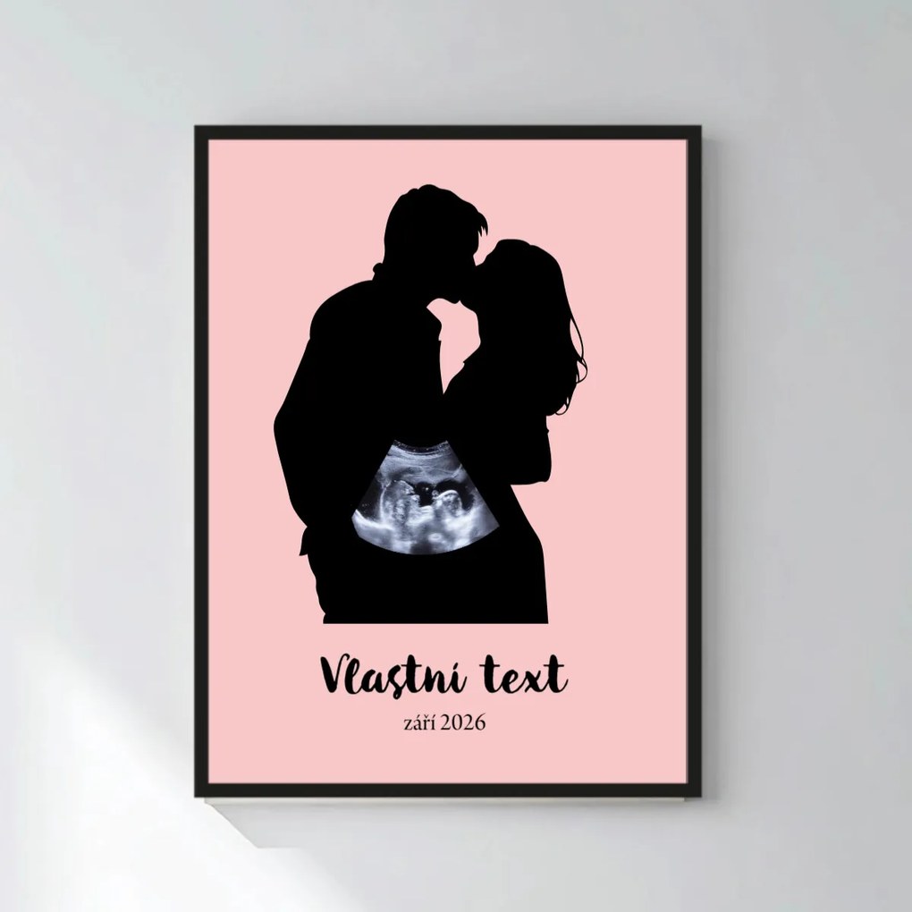 Personalizovaný magický fotoobraz v rámu - čtverec 30x40 - s párem a ultrazvukem