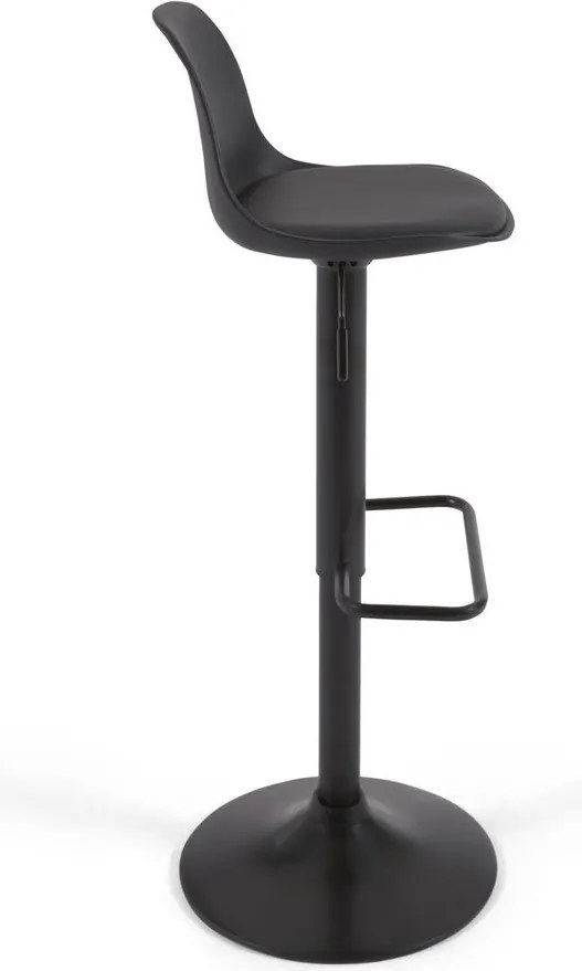 Matně černá barová židle s nastavitelnou výškou z imitace kůže (výška sedáku 60 cm) Orlando-T – Kave Home