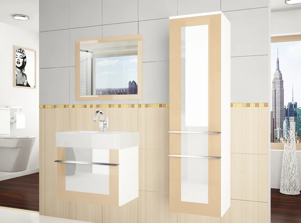 Moderní koupelnová sestava Eleganza 2 - perleťová / bílá