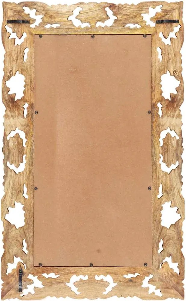 Ručně vyřezávané zrcadlo hnědé 80 x 50 cm masivní mangovník 321639