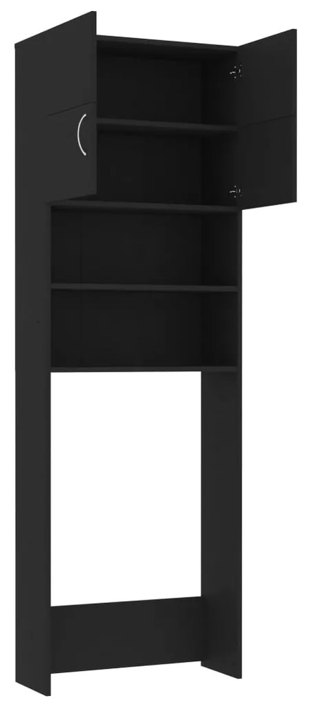 vidaXL Skříňka nad pračku černá 64 x 25,5 x 190 cm dřevotříska