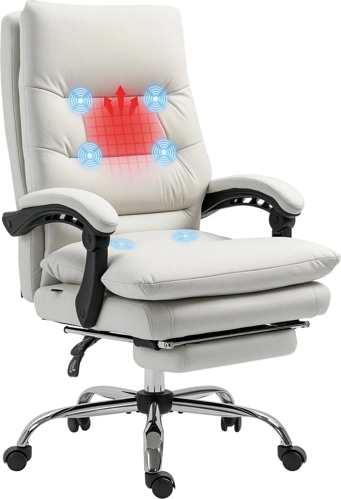 Vinsetto Kancelářská Židle s Masážní Funkcí, Ergonomická Židle s Funkcí Nastavení Hlavně, Vyhřívací Funkce, Výškově Nastavitelná Počítačová Židle s Op