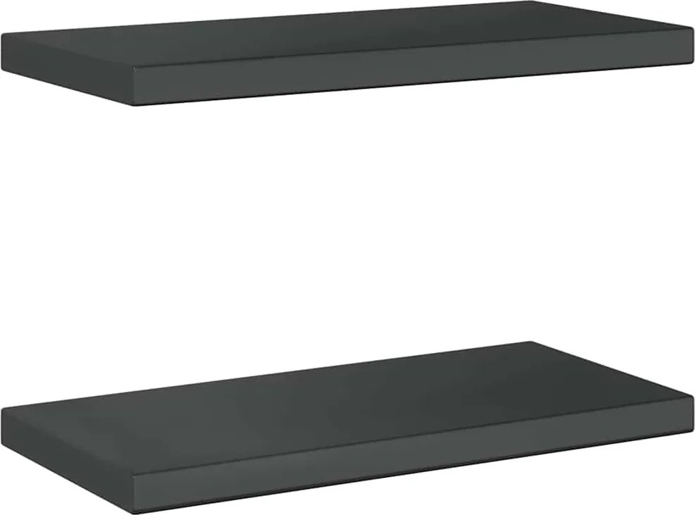 Nástěnné police 2 ks 50 x 23,5 cm černé nerezová ocel 30295