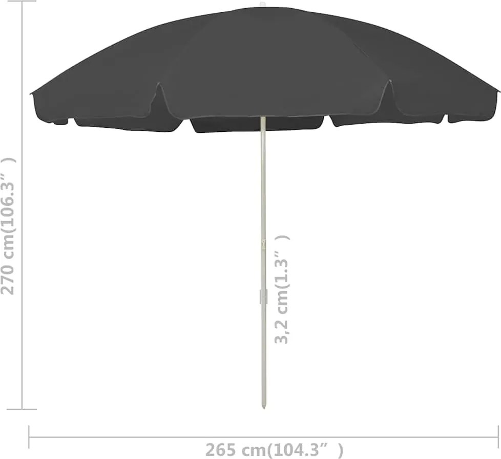 Plážový slunečník antracitový 300 cm 314710