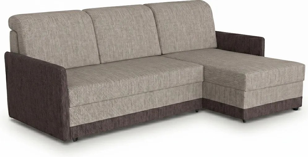 Rohová rozkládací sedací souprava do L MONTAIRO, 217 cm, s úložným prostorem Roh pohovky: Levý roh, Barva látky Epic: Světle šedá + tmavě šedá (Epic17 + Epic18)