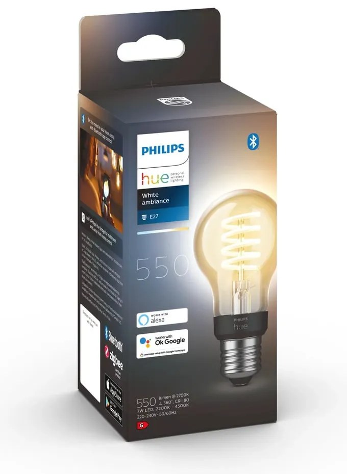 Filamentová smart žárovka E27, 7 W White ambiance – Philips Hue
