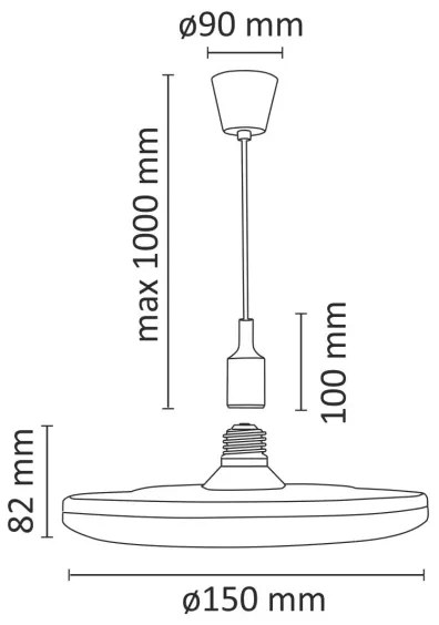 LED Závěsné svítidlo KIKI 1xE27/10W/230V černé