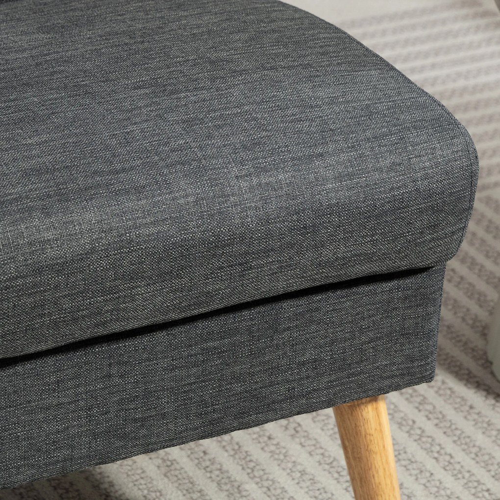 HOMCOM 2místná pohovka, čalouněné opěradlo s knoflíky, dřevěné nohy, silné čalounění, vzhled lnu, pro malé prostory, šedá