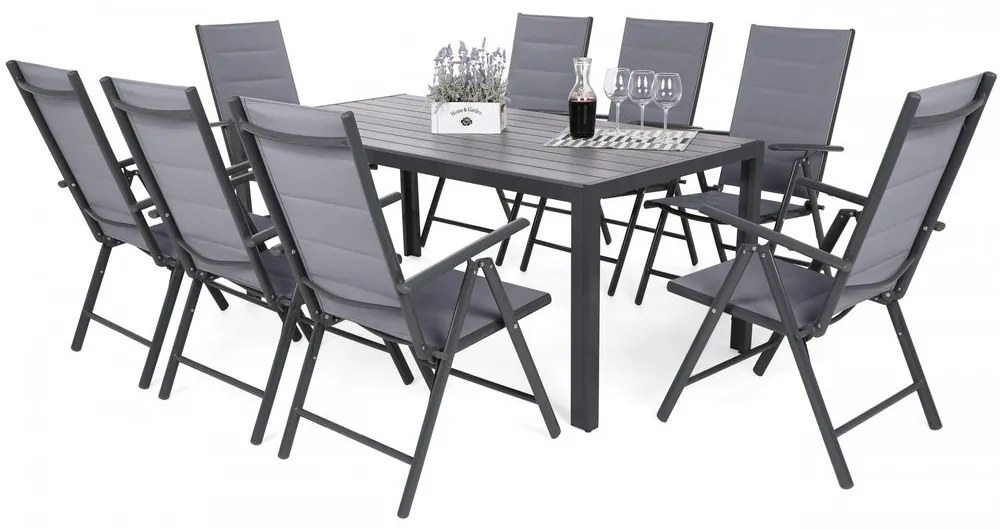 Home Garden Zahradní set Ibiza s 8 židlemi a stolem 185 cm, šedý