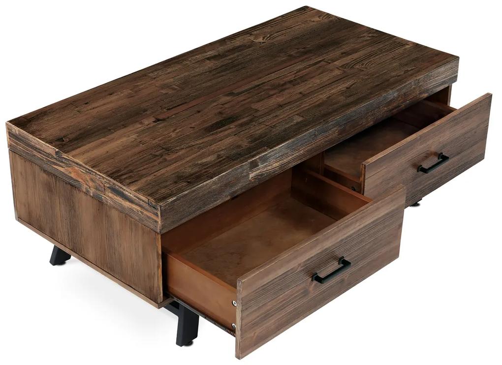 Konferenční stůl, 120x60 cm, MDF deska, masiv borovice, kov, černý lak