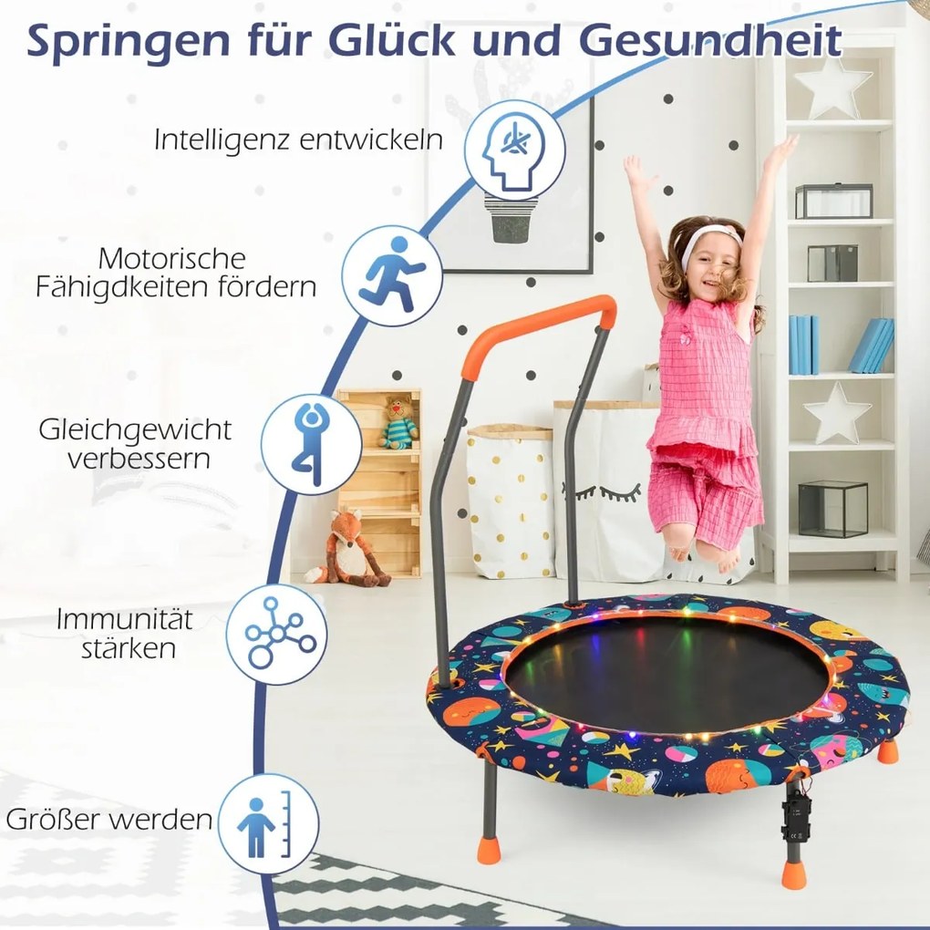 Costway Φ92 cm dětská trampolína mini trampolína pro děti s LED osvětlením