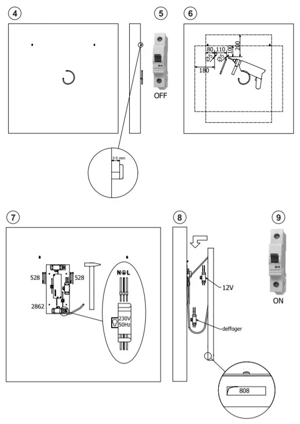 INTEDOOR Centino zrcadlo v hliníkovém rámu s LED osvětlením CE ZS 60 S/B