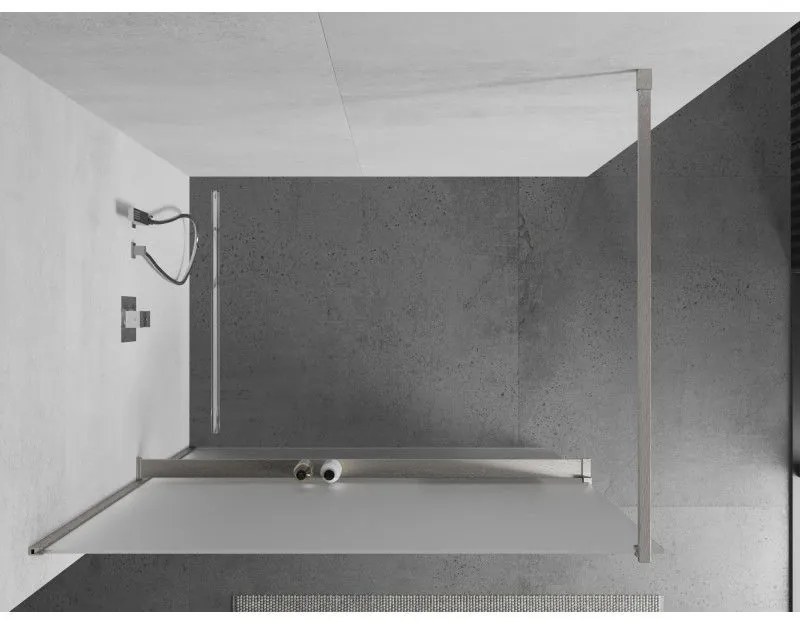 Mexen Kioto+, sprchová zástěna Walk-In s poličkou a věšákem 100 x 200 cm, 8mm sklo námraza, broušená ocel profil, 800-100-121-97-30