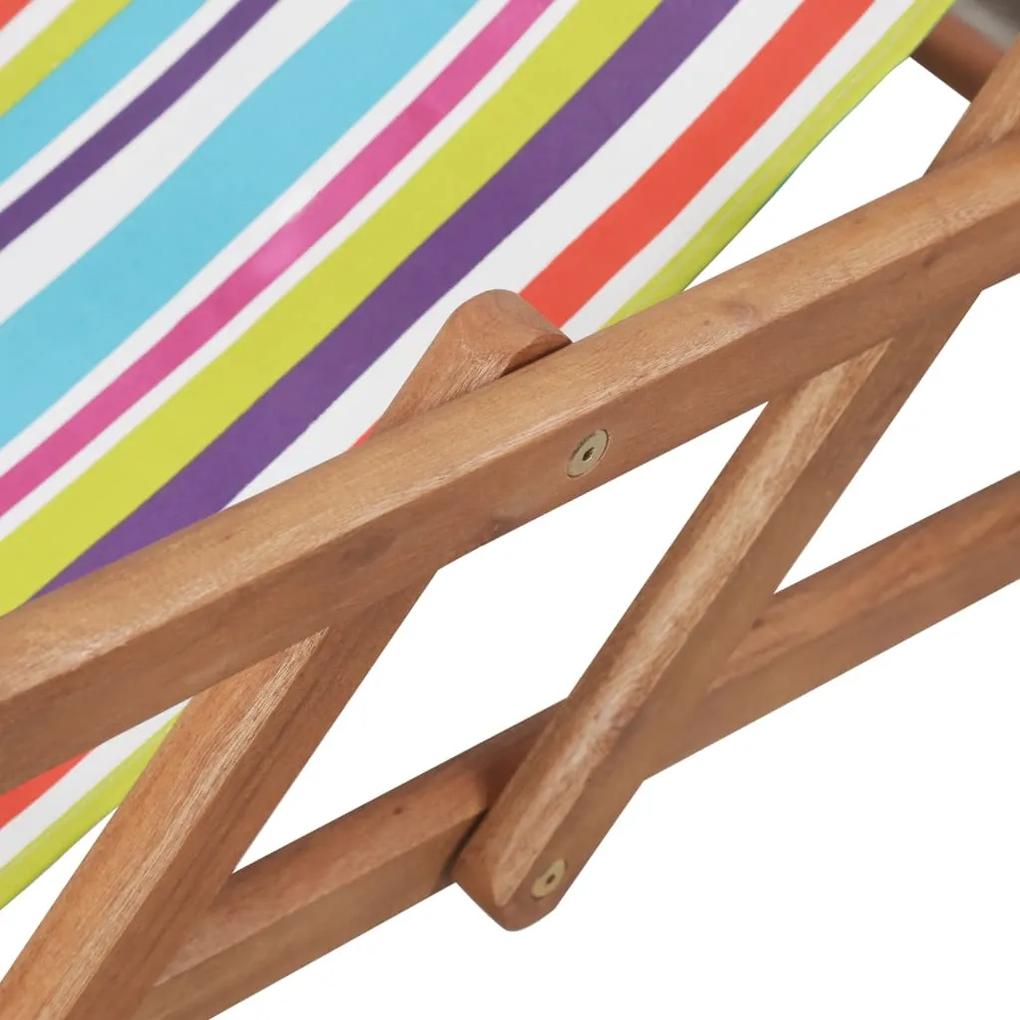 vidaXL Skládací plážové křeslo látka a dřevěný rám vícebarevné