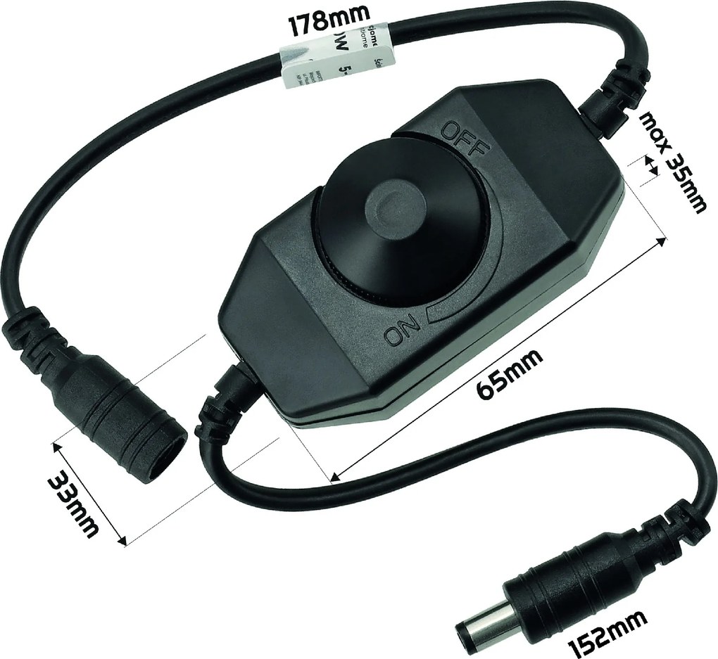 Stmívač LED pásků 12V/24V s nastavitelným potenciometrem 6A