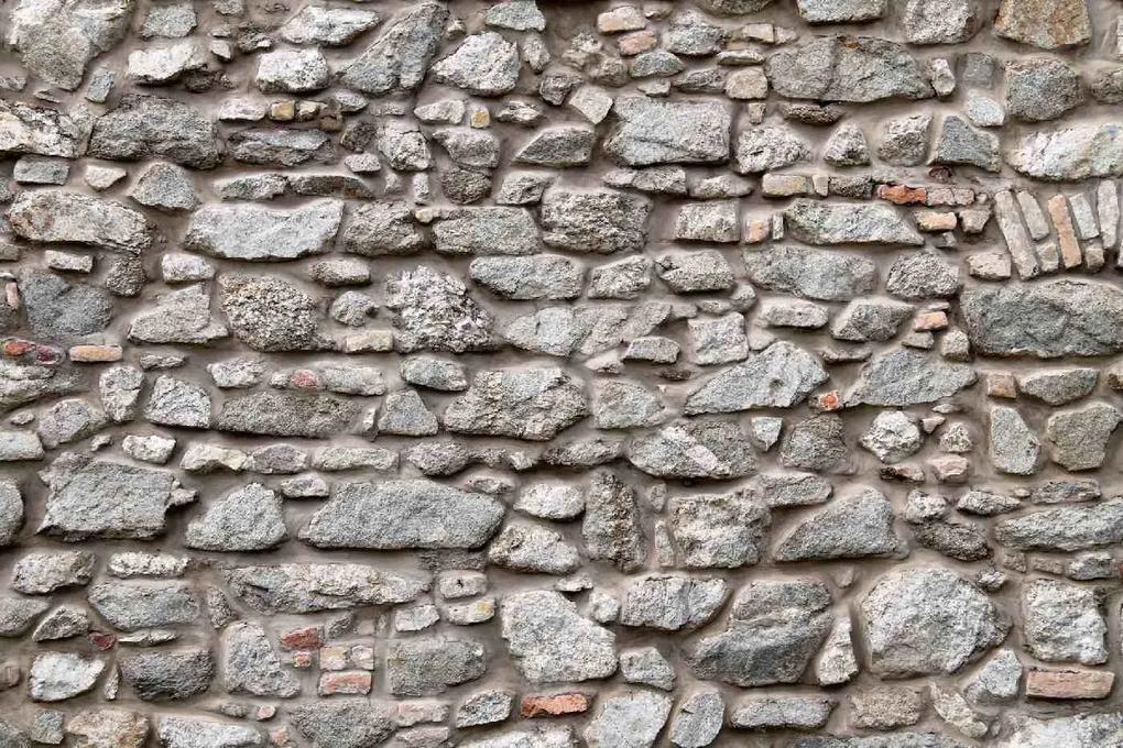 DIMEX | Samolepicí vliesová fototapeta na zeď Dekorativní kamenná zeď MA-5-2375 | 375 x 250 cm | šedá