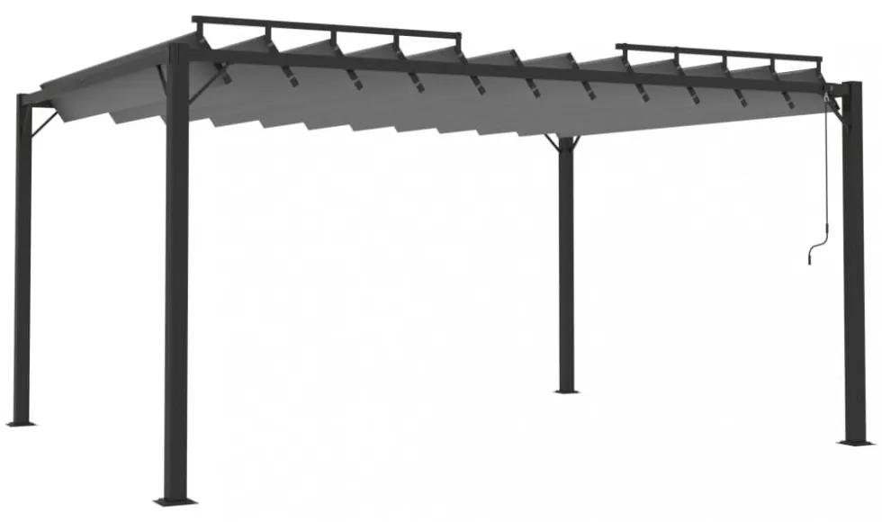 Pergola s lamelovou střechou 3 x 4 m hliník / látka Dekorhome Krémová