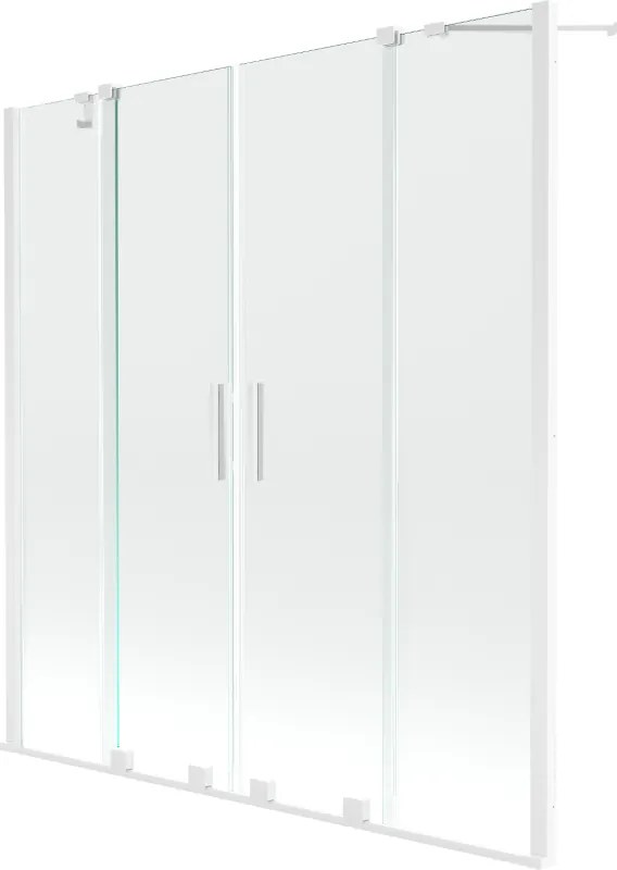Mexen Velar Duo, 2-křídlová posuvná vanová zástěna 140 x 150 cm, 8mm čiré sklo, bílý profil, 896-140-000-02-20