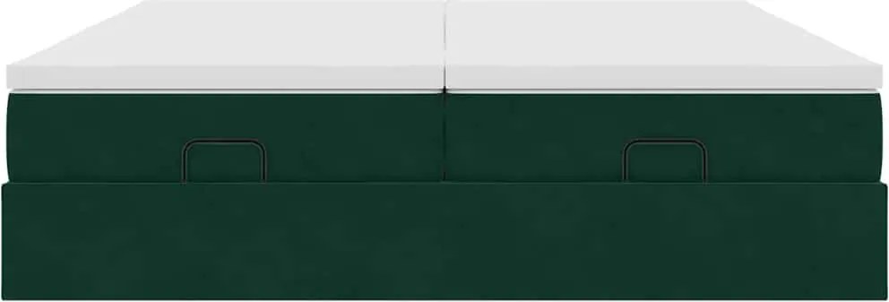 Osmanský rám postele s matrací tmavě zelená 200x200cm samet 3311270