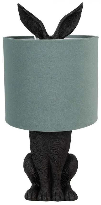 Černá stolní lampa králík se zeleným stínidlem Rabbi - Ø 20*43 cm