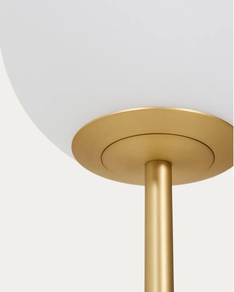 Bílá/ve zlaté barvě stojací lampa se skleněným stínidlem (výška 155 cm) Brisia – Kave Home