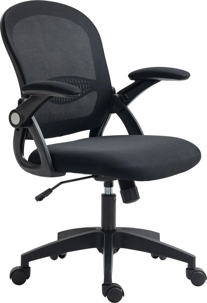Ergonomická kancelářská židle Vinsetto s prodyšným opěradlem a měkkým sedákem, nastavitelná výška, 65,5x61,5x88-97,5 cm, černá | Aosom