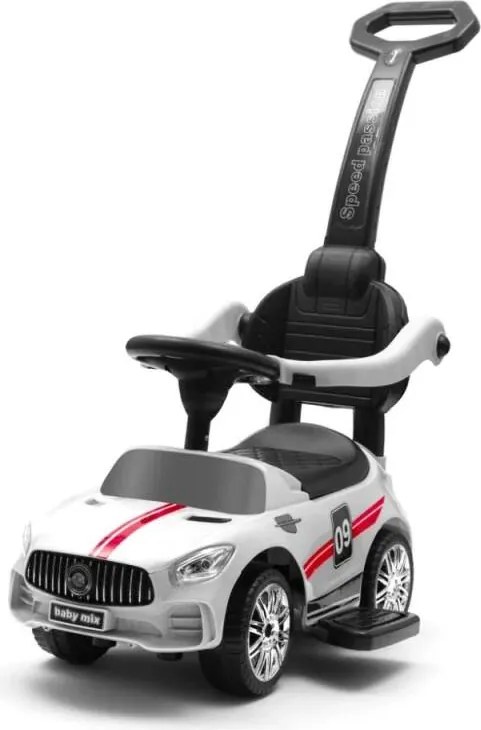 Dětské odrážedlo se zvukem a vodící tyčí Baby Mix RACER bílé