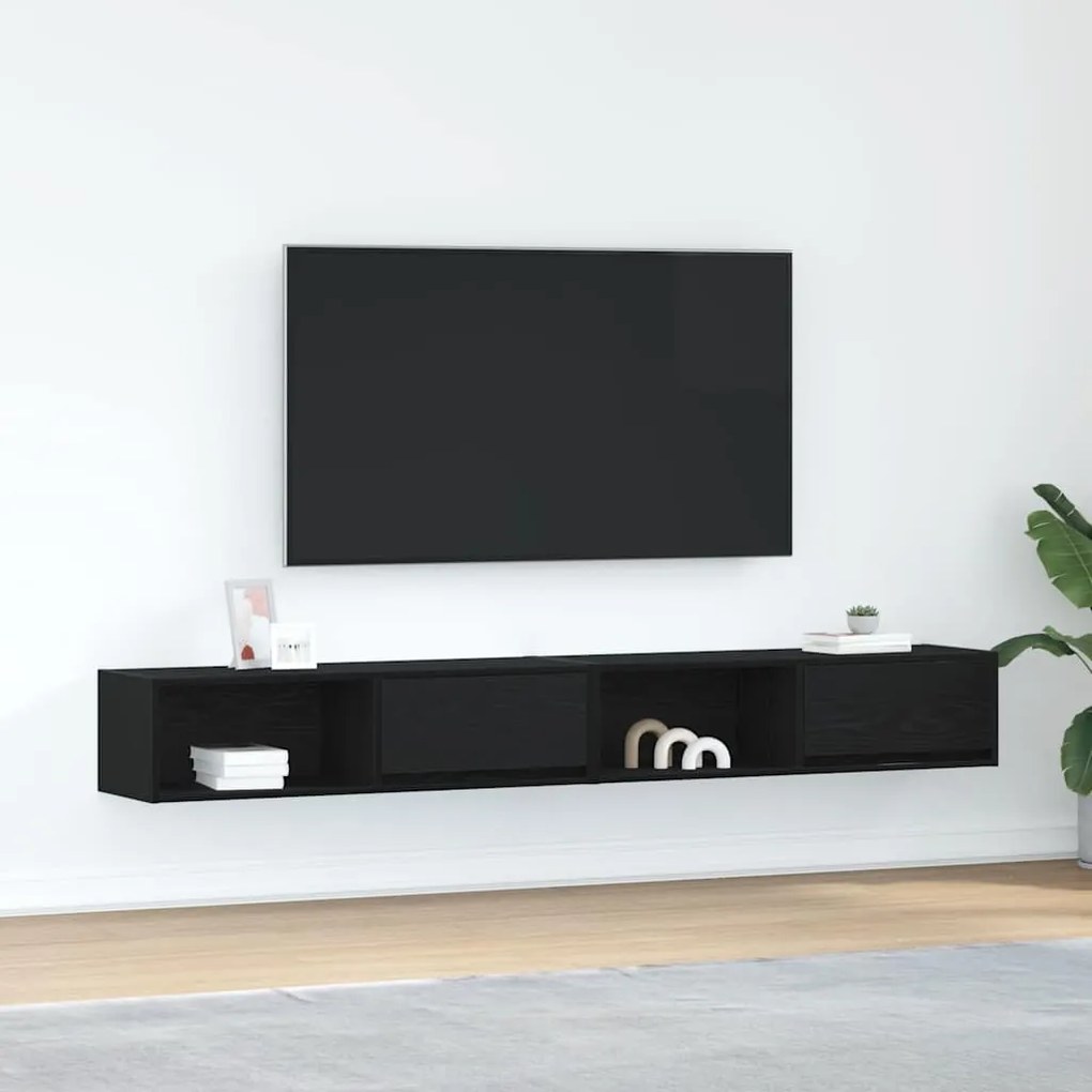 TV skříňky 2 ks Dub černý 100x31x25,5 cm Dřevěné konstrukce