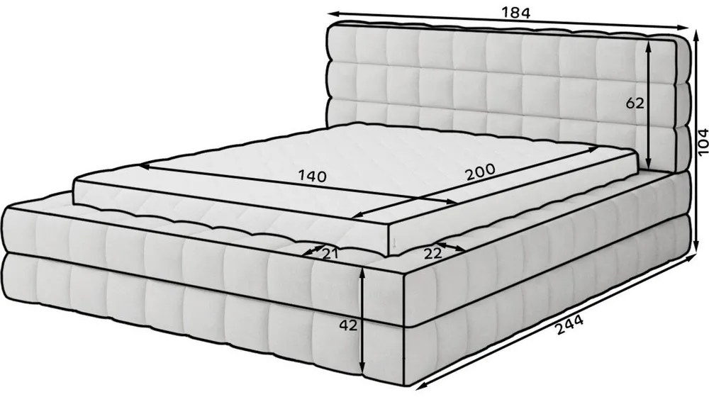 Béžová čalouněná dvoulůžková postel s úložným prostorem s roštem 140x200 cm Dizzle – ELTAP