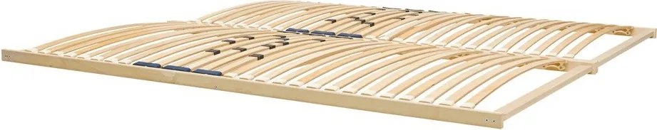 Hnědá dvoulůžková postel z MDF v dekoru jasanu bez čela s roštem 200x200 cm Kito – noo.ma