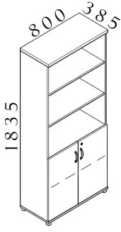 NABYTEK-DESIGNOVY.CZ - S582 11 - Kancelářská skříň Komfort, 80x38,5x183,5 cm, dveře 2/5 , buk