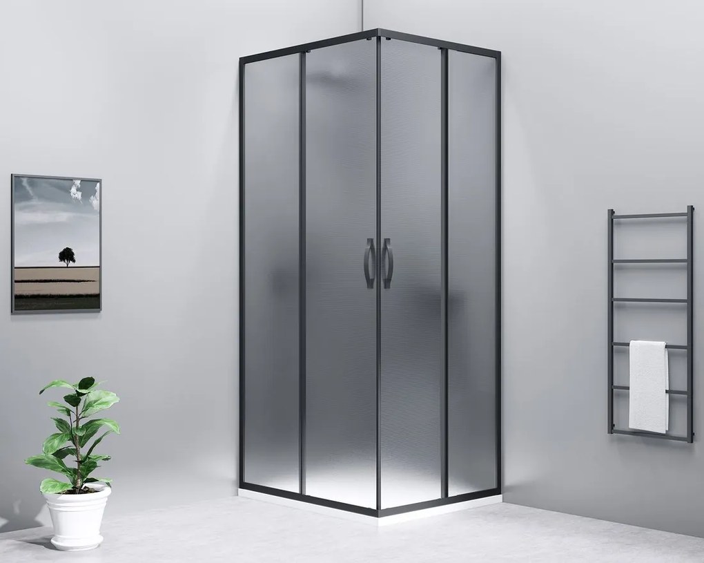 Gelco SIGMA SIMPLY BLACK obdélníkový sprchový kout 90 x 80 x 190 cm L/P varianta rohový vstup černý Brick sklo GS2490B-01