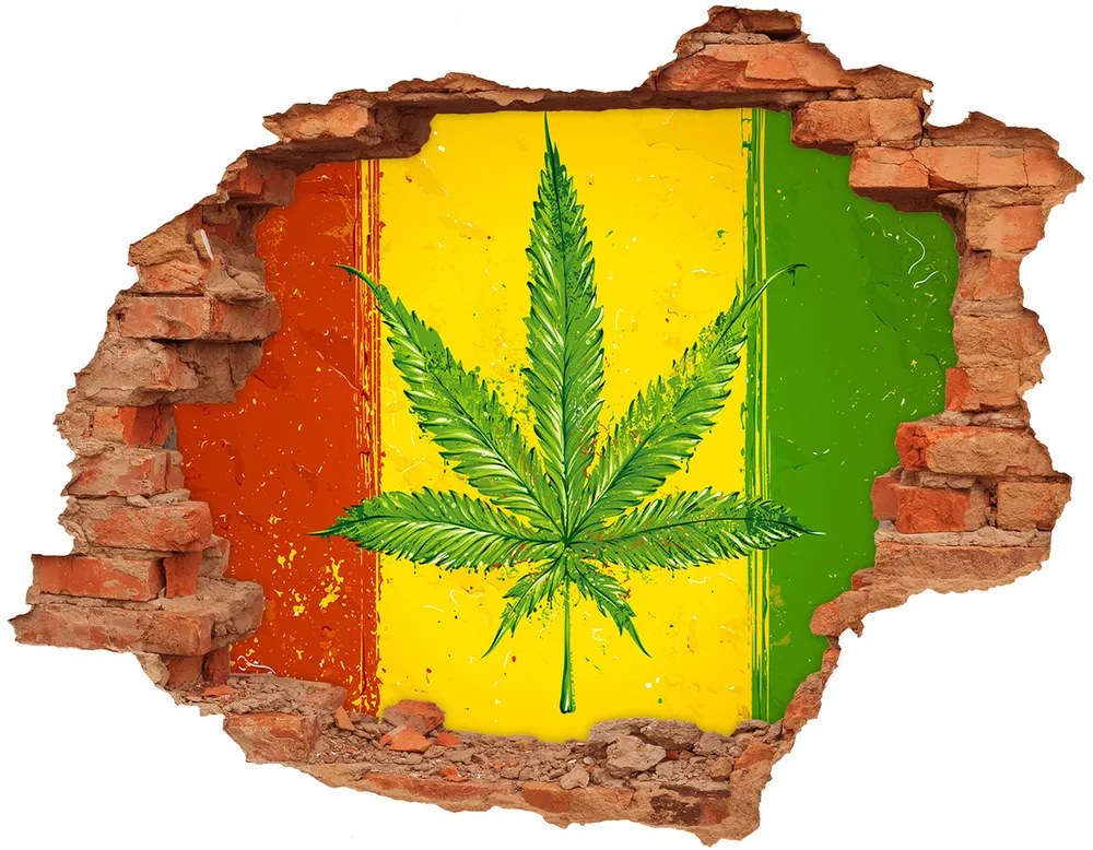 Wallmuralia Samolepící díra na stěnu Rasta vlajka 90x70 cm