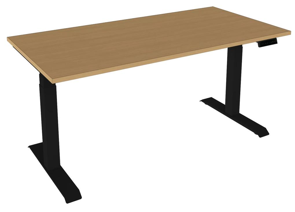 NOBL Dynamic + Elektr. nastavitelný polohovací stůl 160x80 s pamětí Dynamic + Dekor stolové desky: buk, Barva podnože: černá