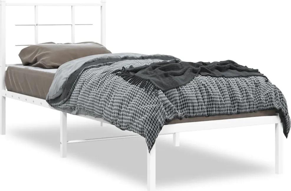 vidaXL Kovový rám postele s čelem 75 x 190 cm [355600] Barva: Černá