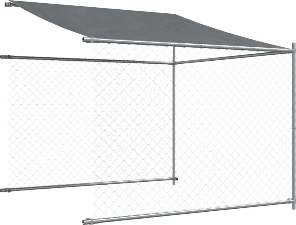 vidaXL Klec pro psy se střechou a dvířky šedá 4x2x2 m pozinkovaná ocel [3209568]