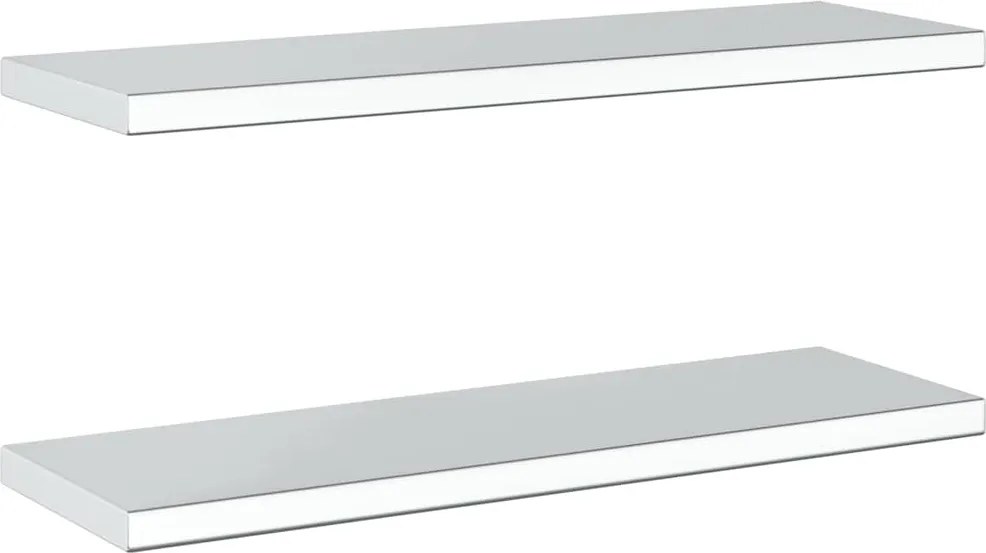 Nástěnné police 2 ks 75 x 23,5 cm stříbrné nerezová ocel 30283