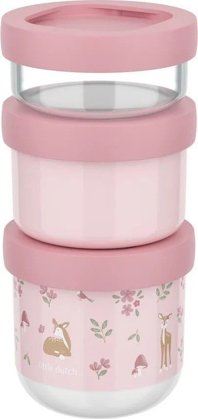 Světle růžové plastové dětské svačinové boxy v sadě 3 ks Fairy Garden – Mepal