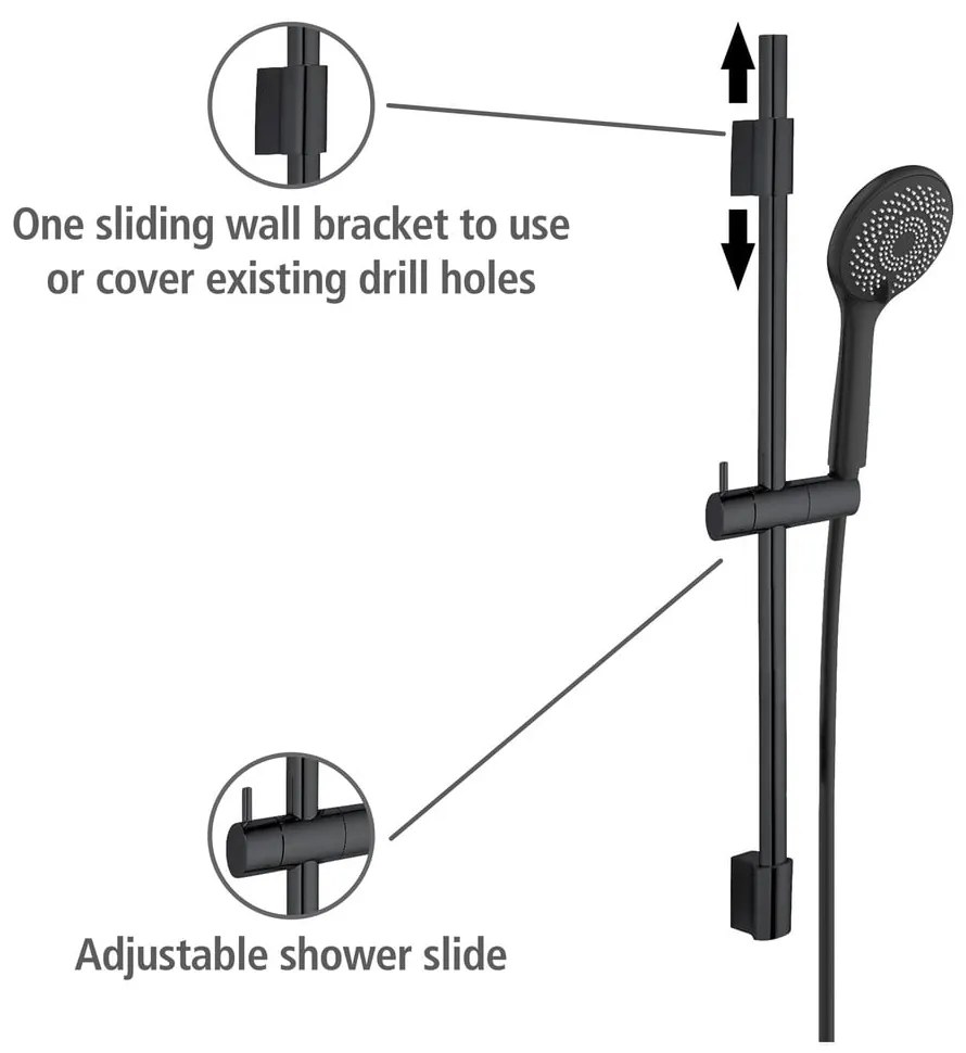 Černý sprchový set z nerezové oceli 70 cm Water Saving – Wenko