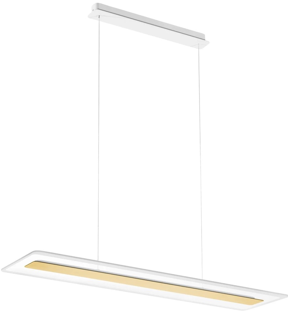 Linea Light Antille_P, závěsné svítidlo z pískovaného skla a zlatého kovu, 44W LED 3000K, délka 95cm