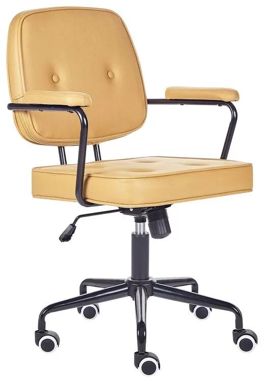Kancelářská židle z umělé kůže žlutá PAWNEE Beliani