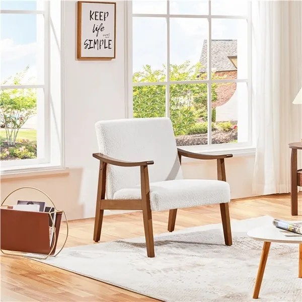 Křeslo Yaheetech – slonová kost, 62 cm (šířka) × 70 cm (hloubka) × 74 cm (výška), polyester (257085695831)