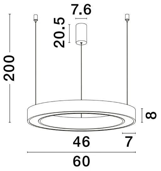 Nova Luce Závěsné LED svítidlo MORBIDO, ø 60cm, 50W, 2700K-4000K vč.dálkového ovládání stmívatelné Tuya Barva: Černá