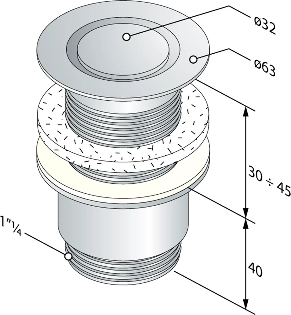 Omp Tea umyvadlová výpust 5/4 neuzavíratelná chrom 147.545.5 Koupelny Bernold