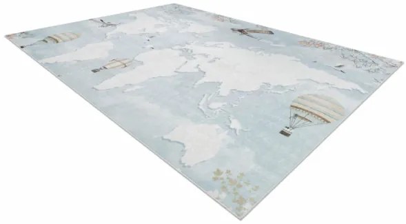 Koberec protiskluzový BAMBINO 1163 Mapa světa, svět pro děti - modrý
