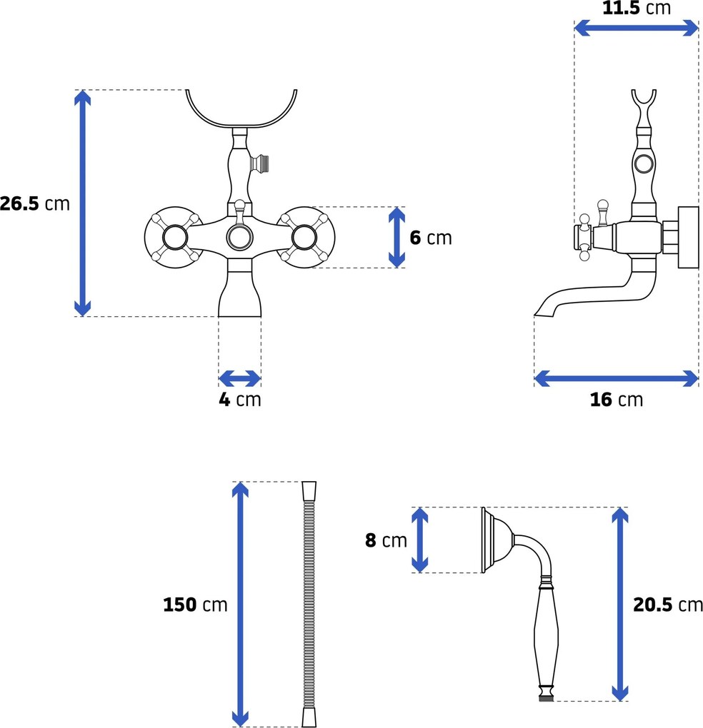 Rea Retro - vanová baterie + set, černá, REA-B0224