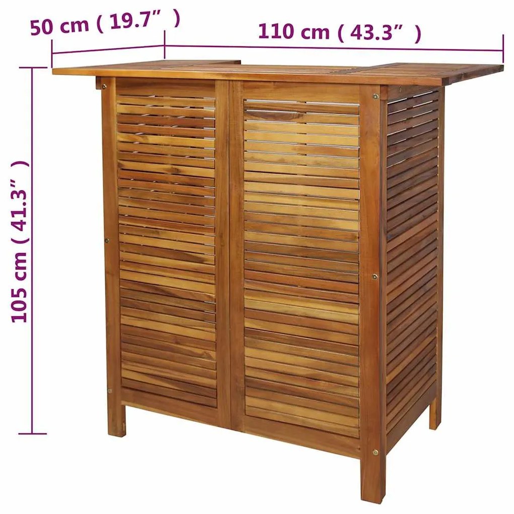 Barový Stůl 110 X 50 X 105 Cm Masivní Akáciové Dřevo