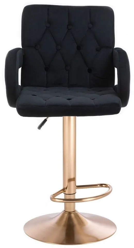 LuxuryForm DESIGN Barová židle BOSTON VELUR na zlaté kulaté podstavě - černá
